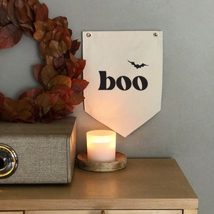 Halloween Wall Decor, Hanging Canvas Boo Sign, Pennant Banner Flag ...