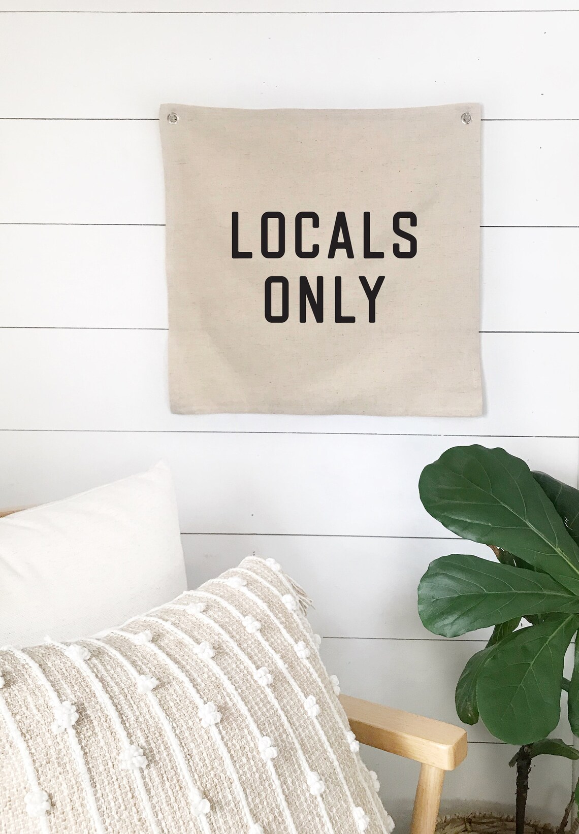 Locals Only Wall Flag Tapestry, Boho Beach Wall Decor, Linen Banner ...