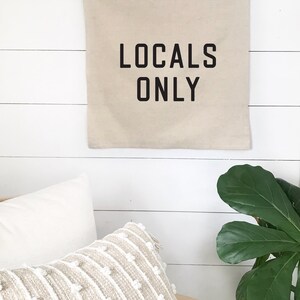 Locals Only Wall Flag Tapestry, Boho Beach Wall Decor, Linen Banner ...