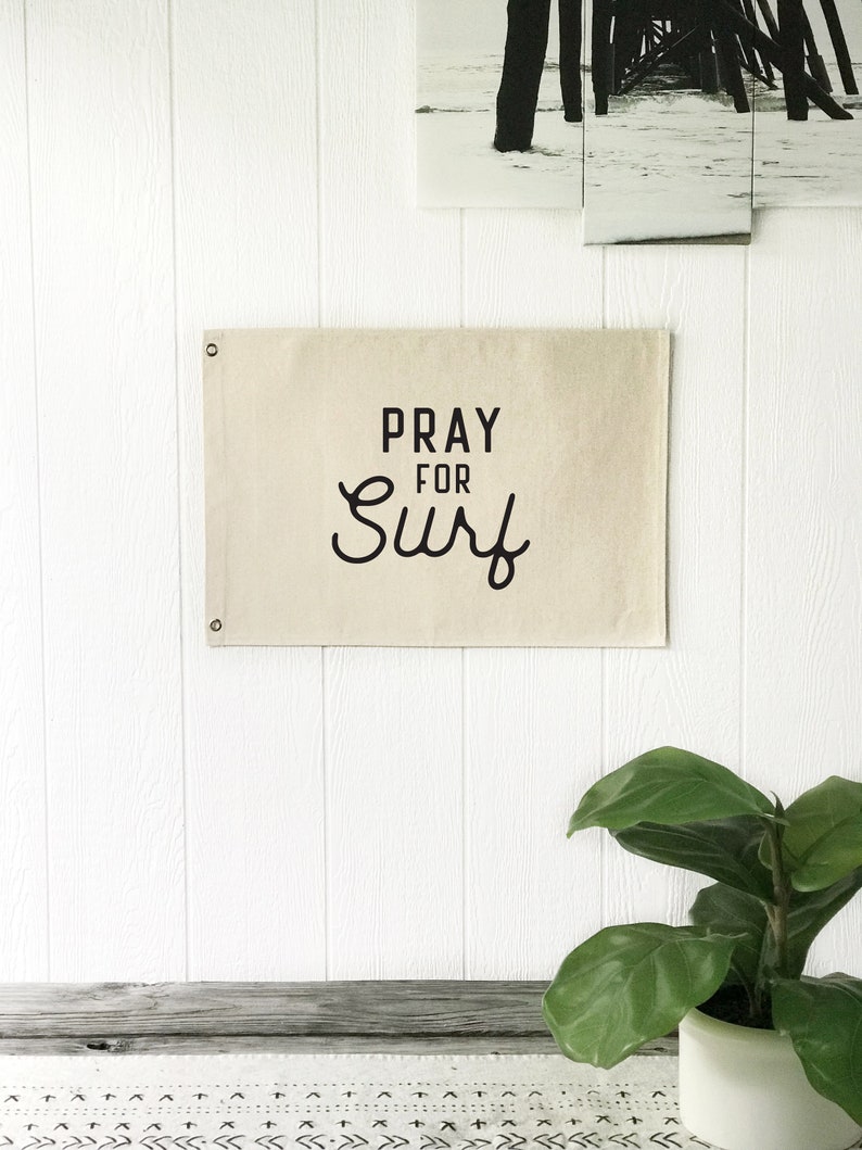 Pray for Surf Wall Flag Beach Wall Decor Large Canvas - Etsy
