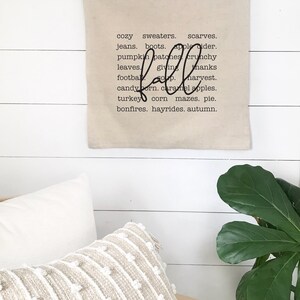 Fall Wall Art, Fall Words Sign Wall Decor, Hanging Linen Banner ...