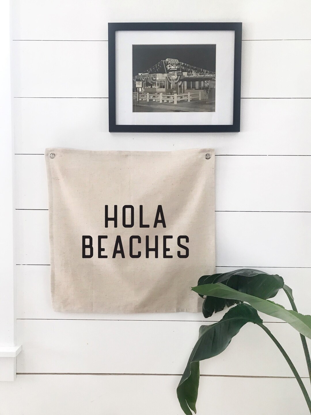 Hola Beaches Wall Banner Flag Tapestry, Beach Wall Decor, Surf Sign ...