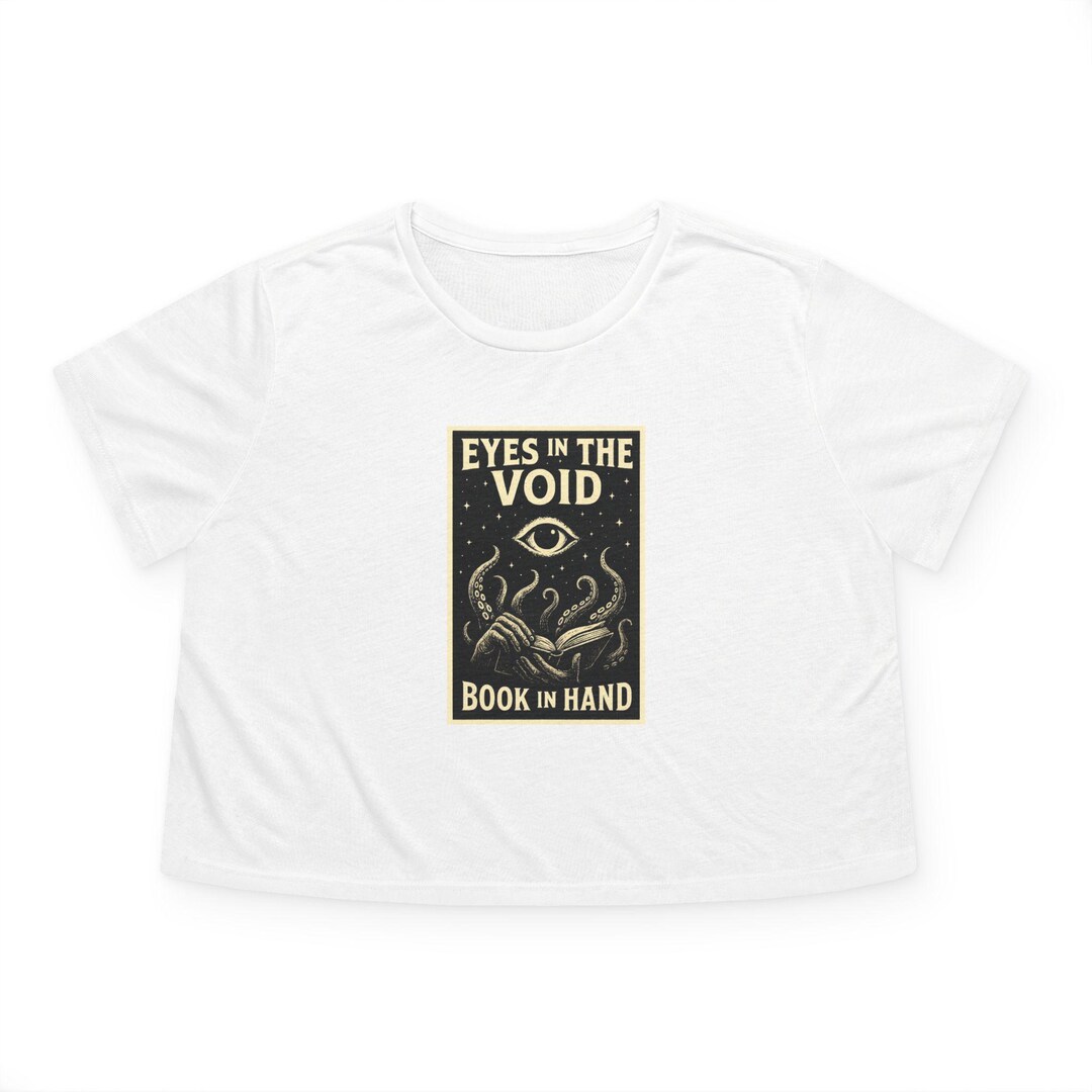Cosmic Horror Crop Top, Eyes in the Void Book in Hand, Vintage Horror ...