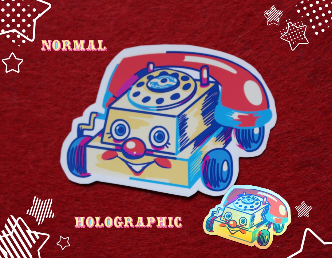 Telephone Fisher Price Clown Sticker! Simple/holographic! - Etsy