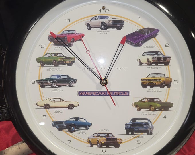 American Muscle Cars Wall Clock Engine Rev Sounds Hourly Rare Unique ...
