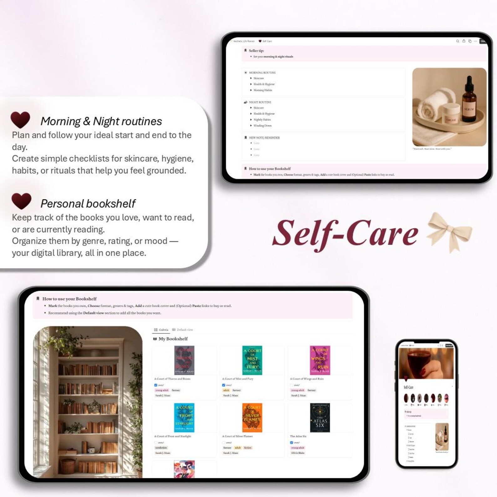 Life Planner – Notion Template Aesthetic Burgundy | Easy to Use | 20 ...