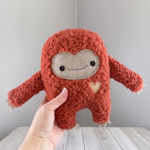 Cute Monster Stuffed Animal in Rust Orange and Beige, Kawaii Monster ...