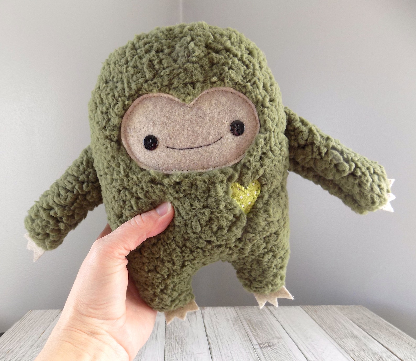 Monster Stuffed Animal in Green and Beige, Cute Monster Stuffed Animal ...