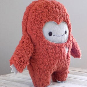 Monster Stuffed Toy in Rust Orange and Grey, Cute Handmade Monster ...