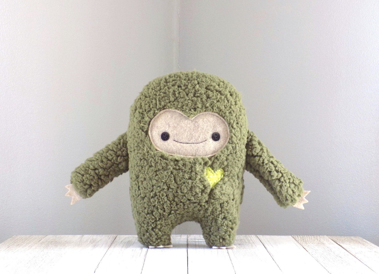 Monster Stuffed Animal in Green and Beige, Cute Monster Stuffed Animal ...