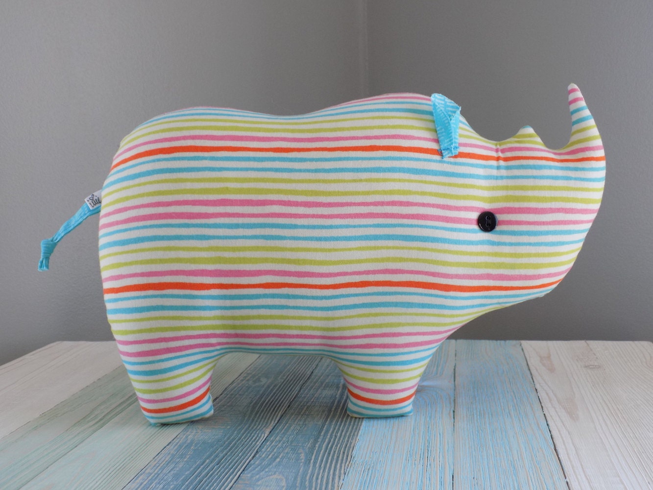 Rhino Stuffed Animal in Rainbow Stripes Rhinoceros Plush Toy - Etsy
