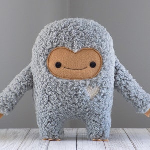 Monster Stuffed Animal in Grey and Tan, Cute Handmade Monster Soft Toy ...