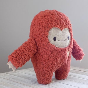 Cute Monster Stuffed Animal in Rust Orange and Beige, Kawaii Monster ...