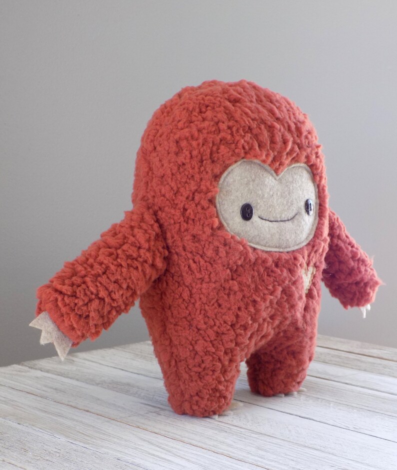 Cute Monster Stuffed Animal in Rust Orange and Beige, Kawaii Monster ...