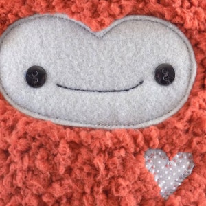 Monster Stuffed Animal in Rust Orange and Grey, Handmade Kawaii Yeti ...