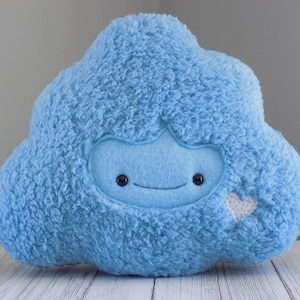 Cute Blue Cloud Stuffed Animal, Kawaii Happy Smiling Cloud Plush Toy ...