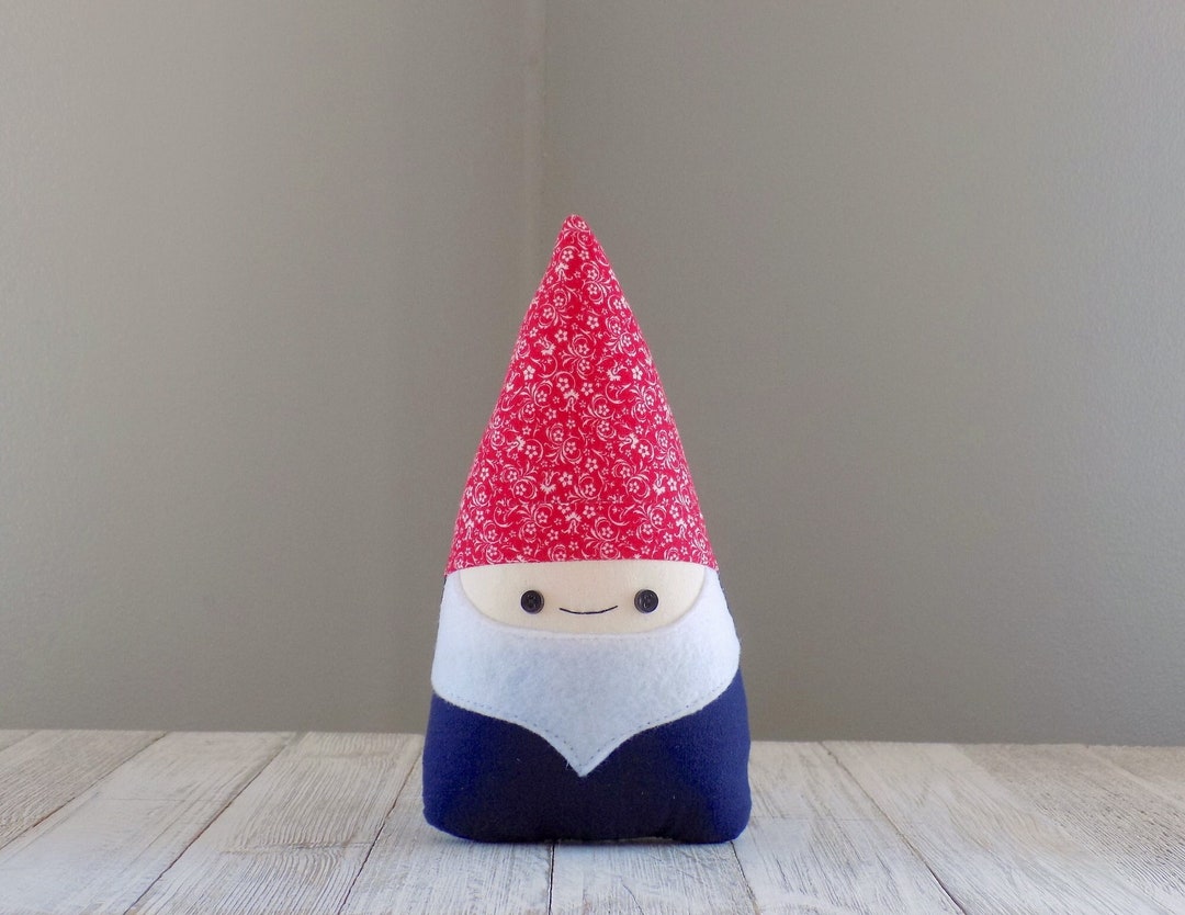 Gnome Stuffed Toy in Red and Navy, Cute Tiny Gnome Plushie, Woodland ...