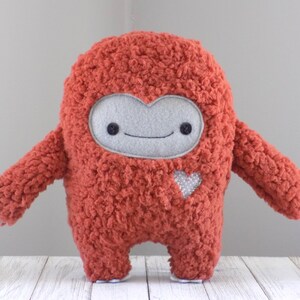 Monster Stuffed Toy in Rust Orange and Grey, Cute Handmade Monster ...