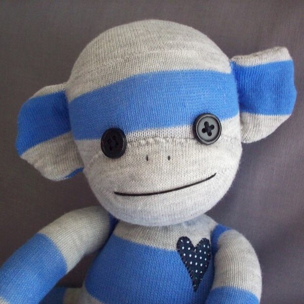 Sock Monkey Blue - Etsy