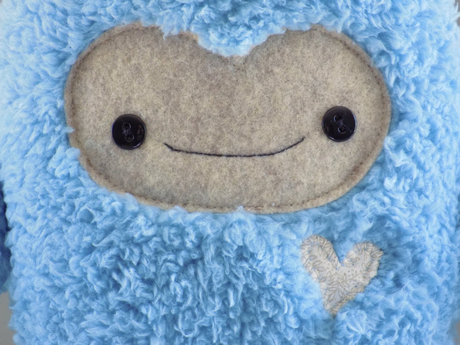Monster Stuffed Animal in Light Blue and Beige, Cute Monster Stuffed ...