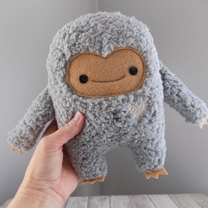 Monster Stuffed Animal in Grey and Tan, Cute Handmade Monster Soft Toy ...