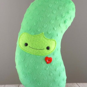 Pickle Stuffed Animal, Cute Kawaii Food Plushie, Handmade Softie Stuffy ...