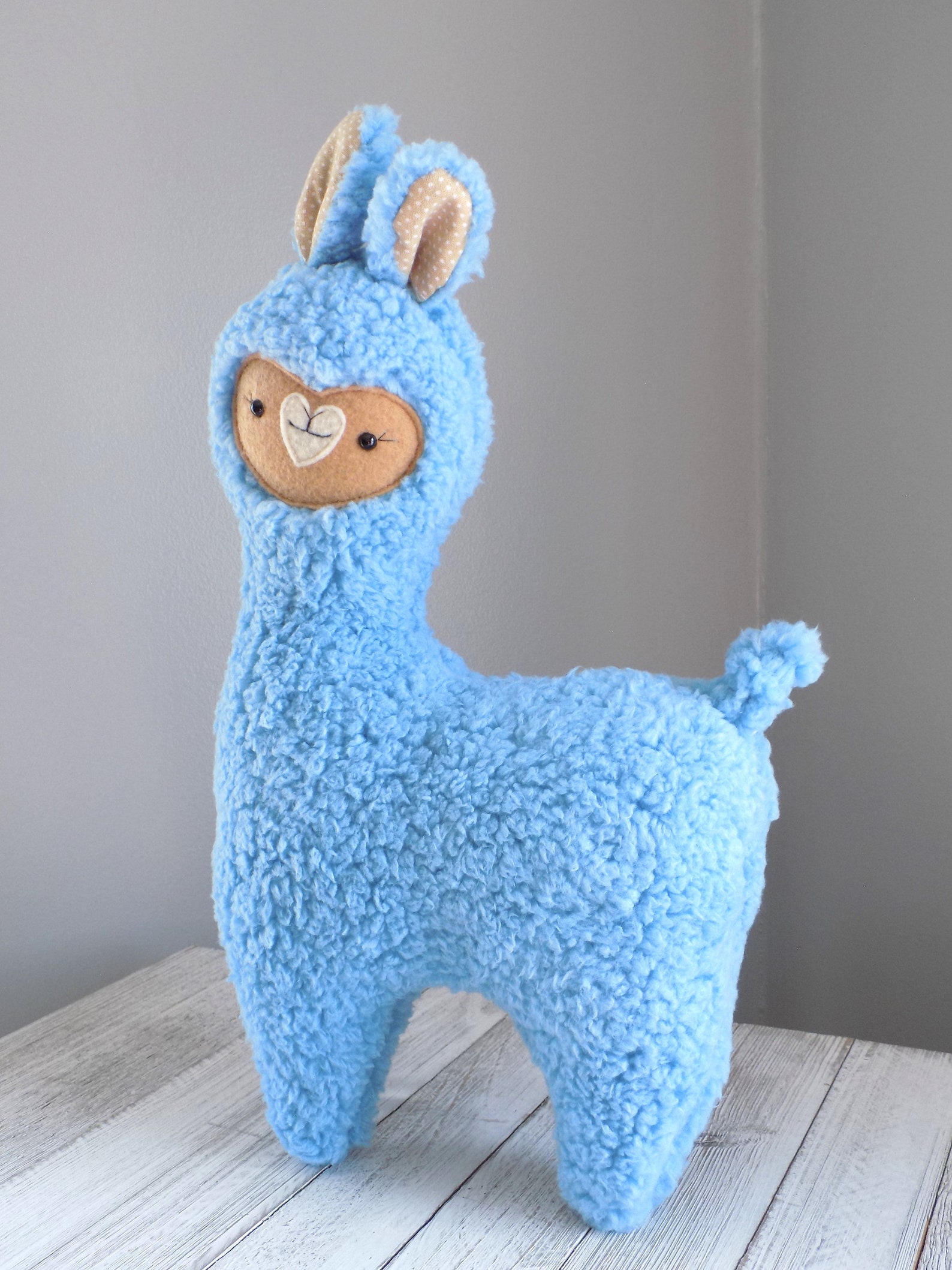 Llama Alpaca Stuffed Animal in Blue and Tan Llama Alpaca - Etsy