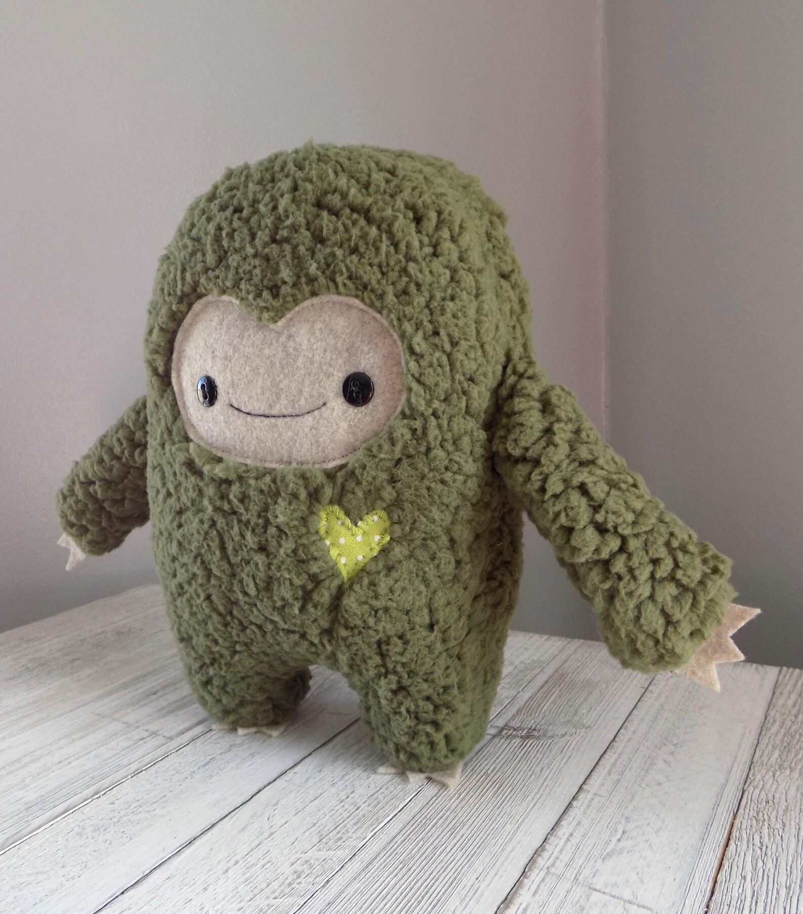 Monster Stuffed Animal in Green and Beige, Cute Monster Stuffed Animal ...