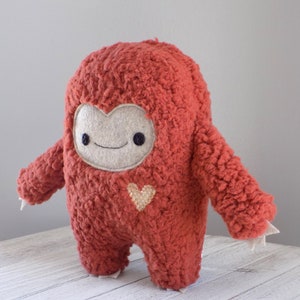 Cute Monster Stuffed Animal in Rust Orange and Beige, Kawaii Monster ...