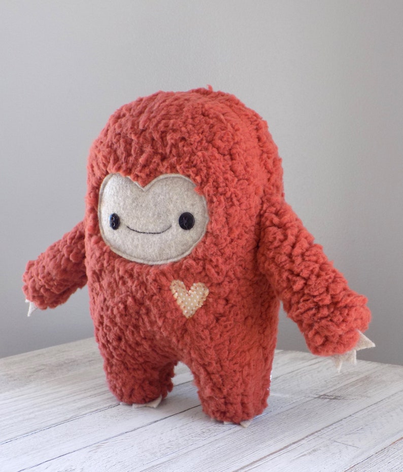 Cute Monster Stuffed Animal in Rust Orange and Beige, Kawaii Monster ...