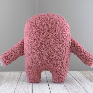 Monster Stuffed Animal in Pink and Grey, Handmade Kawaii Yeti Big Foot ...