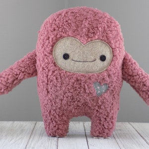 Monster Stuffed Toy in Pink and Beige, Cute Kawaii Yeti Plushie ...