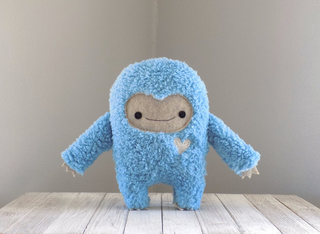 Monster Stuffed Animal in Light Blue and Beige, Cute Monster Stuffed ...