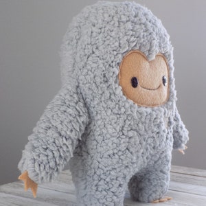 Monster Stuffed Animal in Grey and Tan, Cute Handmade Monster Soft Toy ...