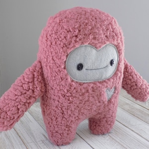 Monster Stuffed Animal in Pink and Grey, Handmade Kawaii Yeti Big Foot ...