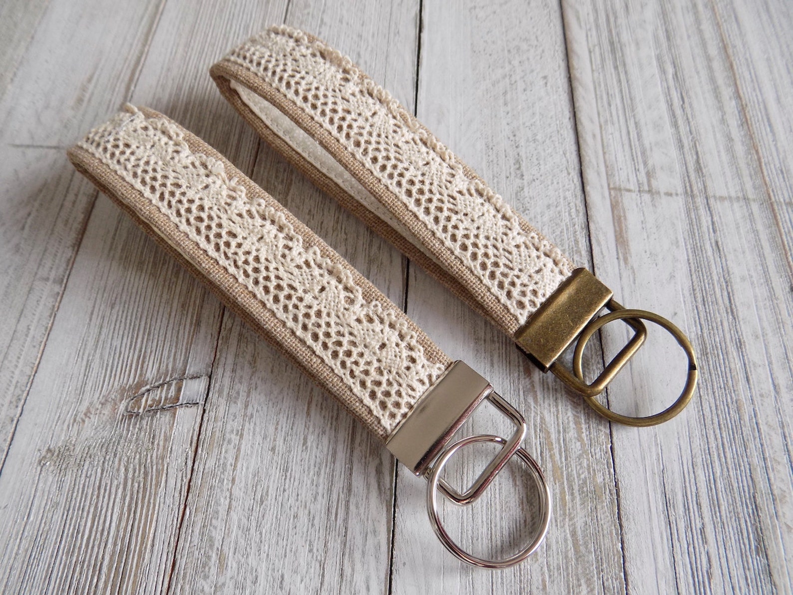 Wrist Key Chain Key Chain for Wrist in Tan With Cream Lace - Etsy