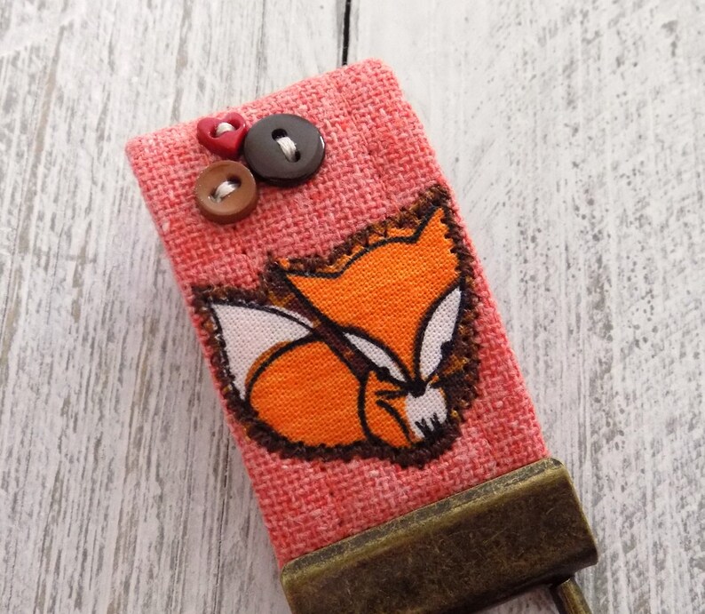 Fox key chain with charms and tassel in peach mini fabric key | Etsy