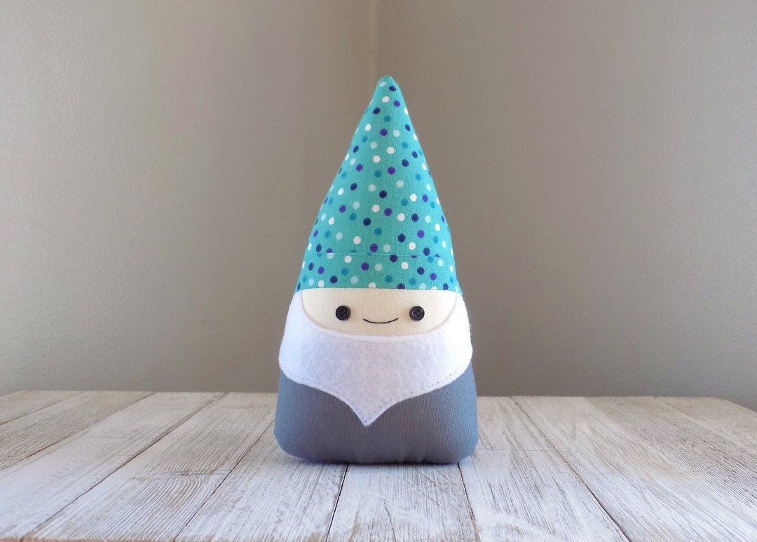 Cute Garden Gnome Stuffed Animal, Mini Gnome Plushie in Teal and Grey ...
