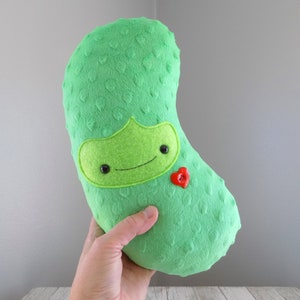 Pickle Stuffed Animal, Cute Kawaii Food Plushie, Handmade Softie Stuffy ...