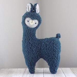Llama Alpaca Plush Stuffed Animal in Steel Blue and Grey, Super Cute ...