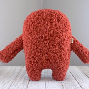 Monster Stuffed Toy in Rust Orange and Grey, Cute Handmade Monster ...