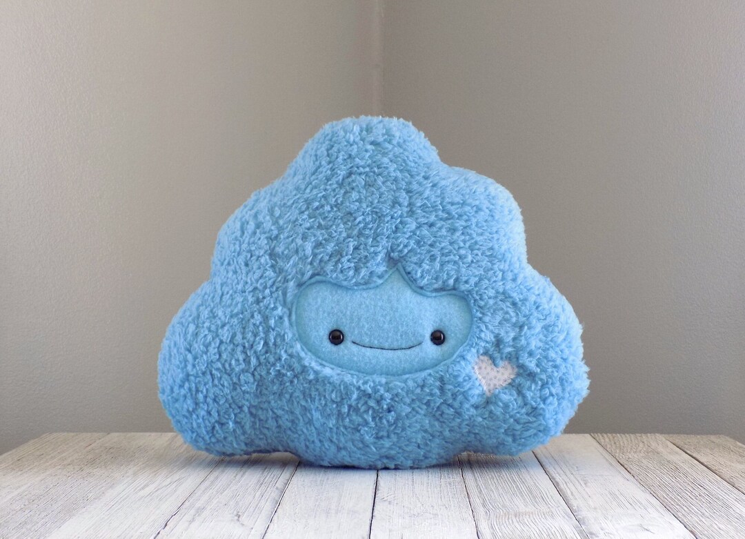 Cloud Stuffed Animal in Blue, Handmade Kawaii Smiling Cloud Plushie - Etsy
