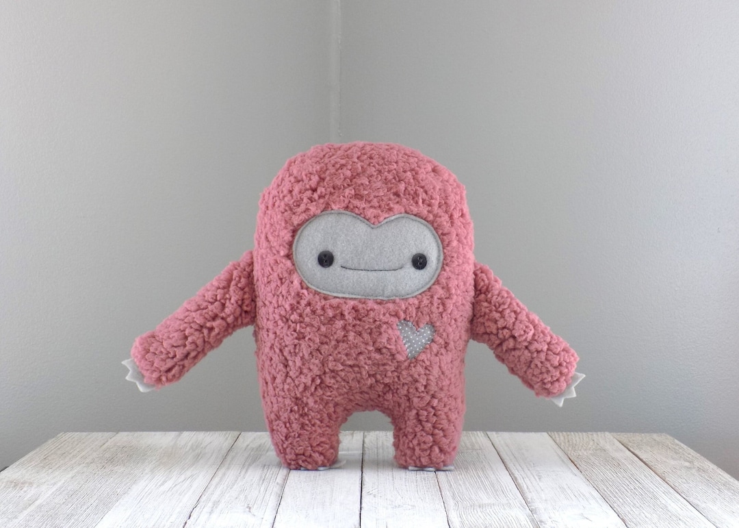 Monster Stuffed Animal in Pink and Grey, Cute Monster Plush, Kawaii ...