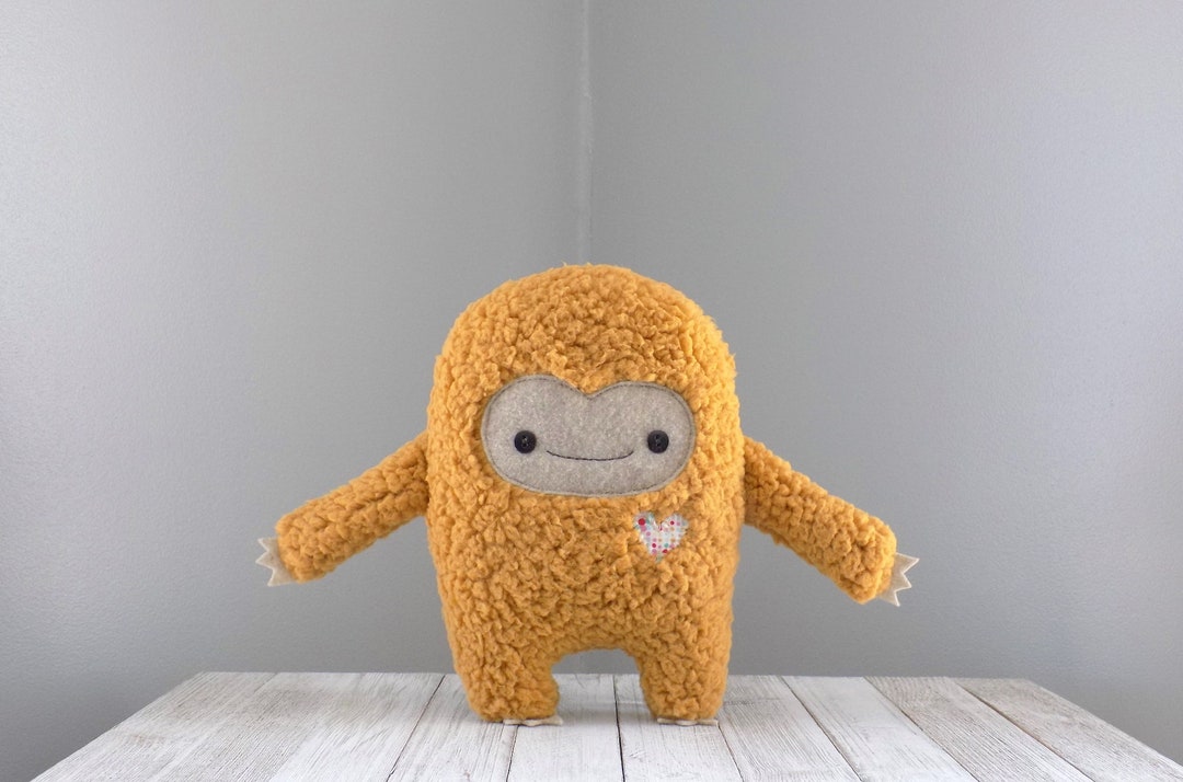 Monster Stuffed Animal in Yellow and Beige, Cute Handmade Monster ...