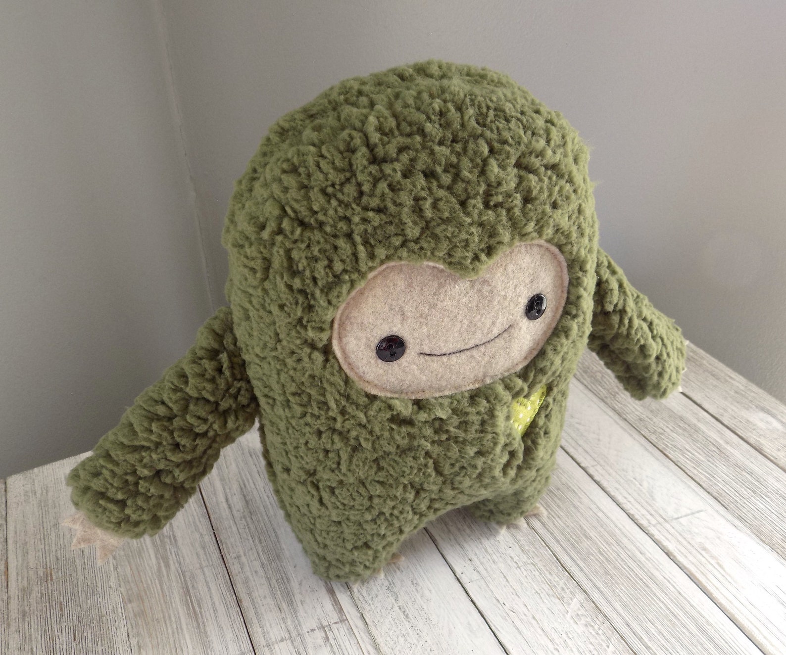 Monster Stuffed Animal in Green and Beige, Cute Monster Stuffed Animal ...