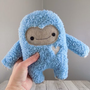 Monster Stuffed Animal in Light Blue and Beige, Cute Monster Stuffed ...