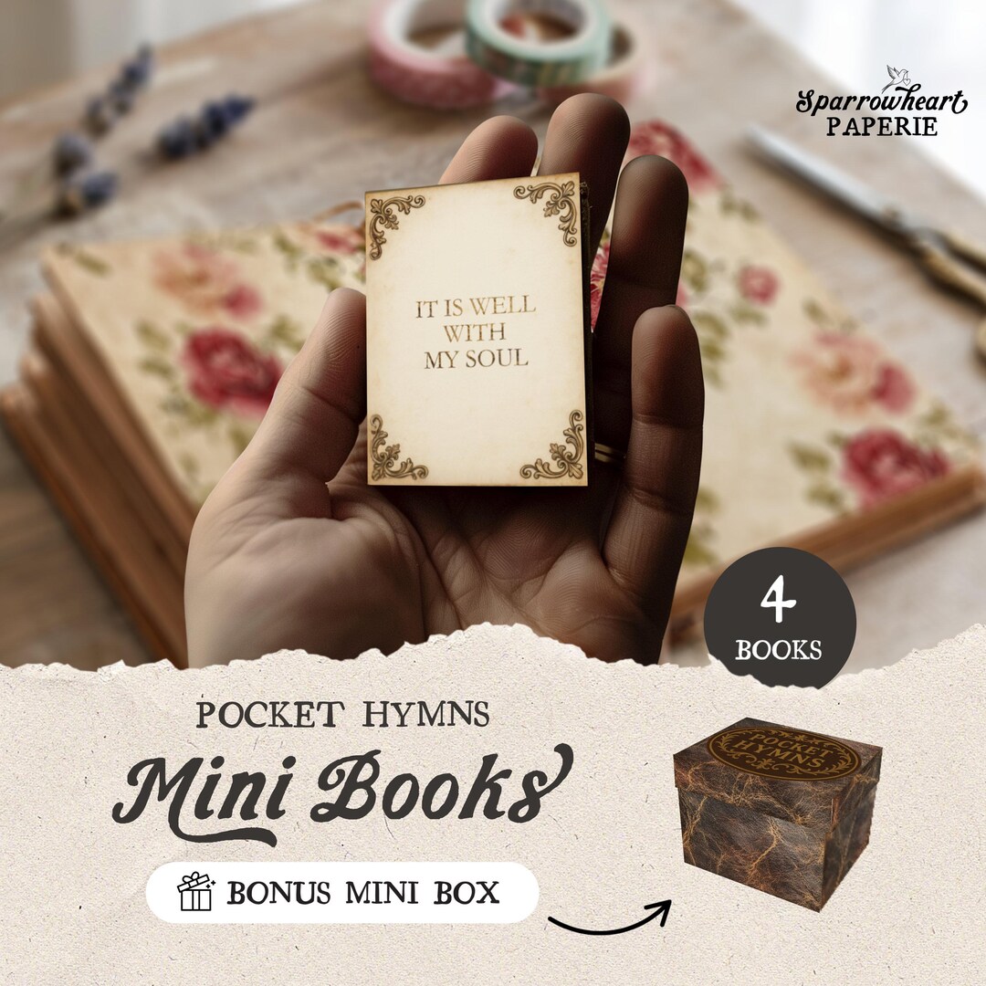 Printable Dollhouse Mini Book, Pocket Hymns, Junk Journal Mini Book Kit ...