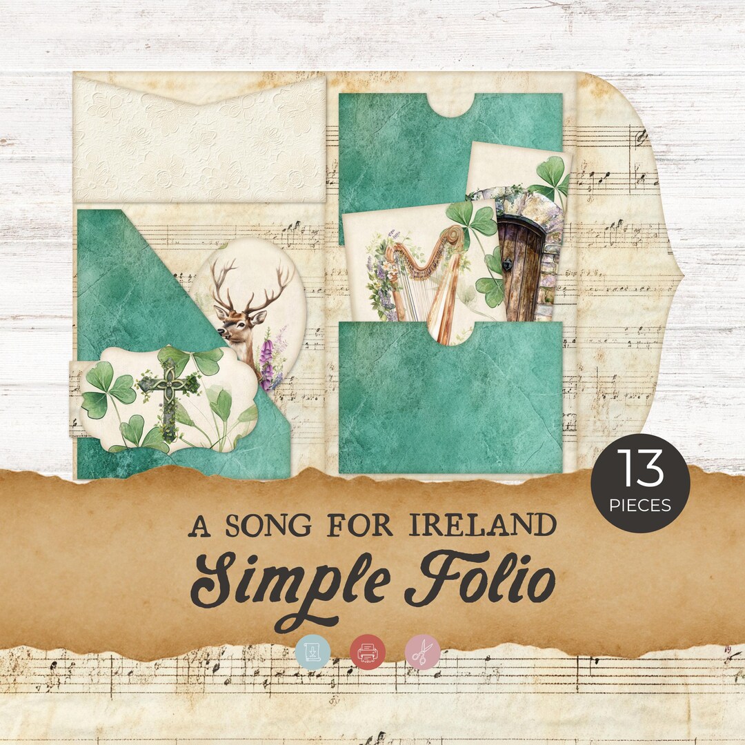 Ireland Junk Journal Folio Printables, Irish Themed Mix & Match Pocket ...