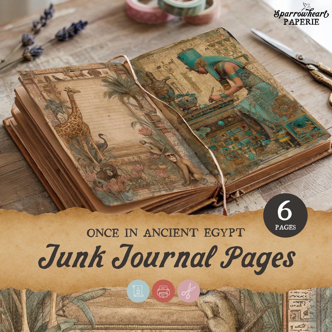 Egypt Junk Journal Pages, Ancient Egypt Printable Paper, Vintage ...