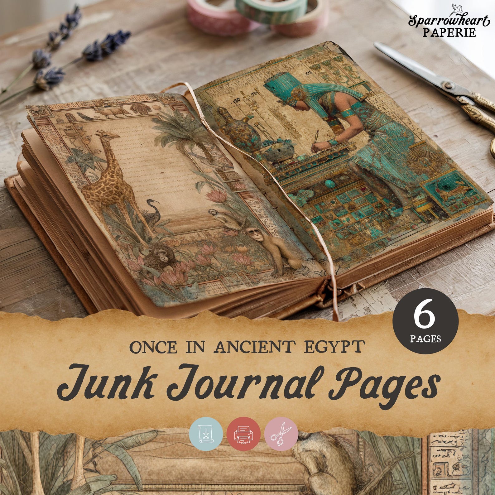 Egypt Junk Journal Pages, Ancient Egypt Printable Paper, Vintage ...